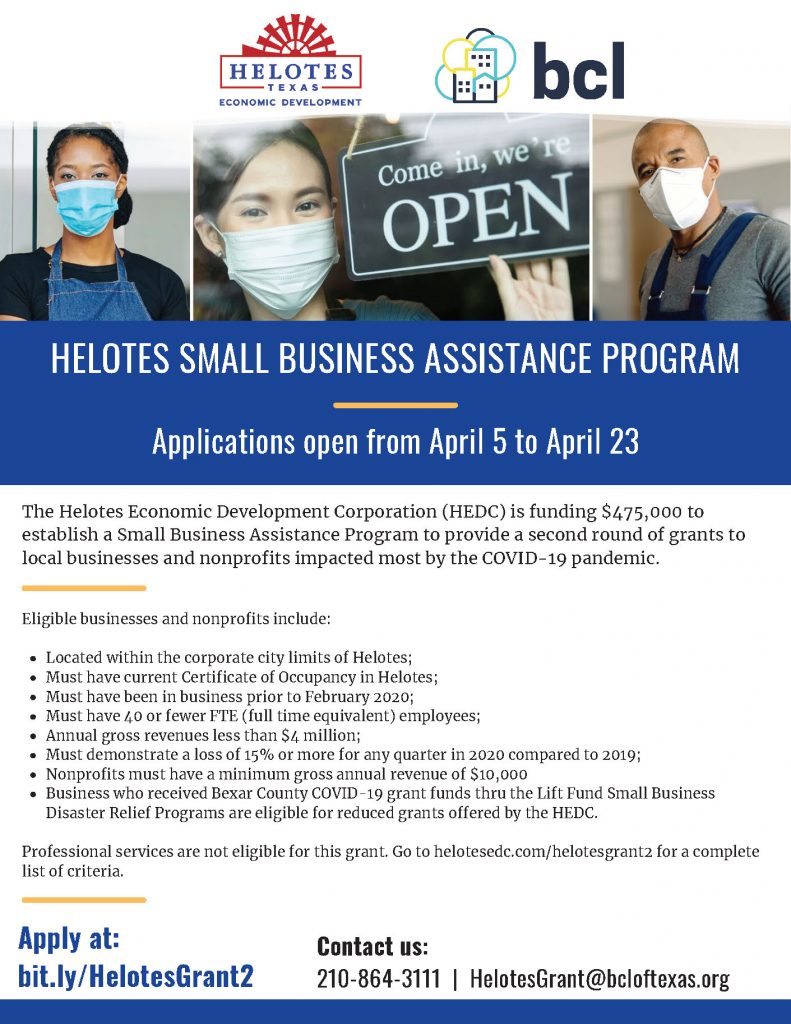 Helotes Small Business Assistance Program Second Round of Grants Now ...